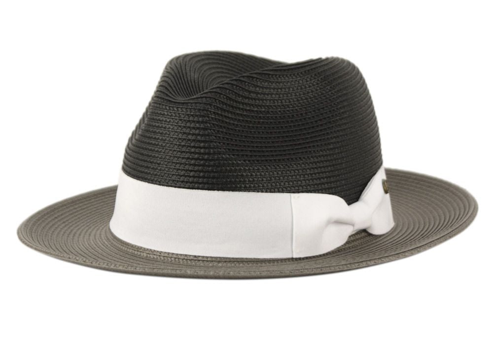 Epoch Poly Braid Two Tone Fedora Hat- Black/Grey | Chicano Spot