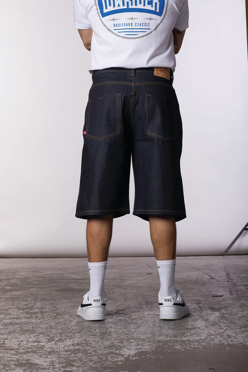 Lowrider Retro Blue Denim Shorts | Chicano Spot